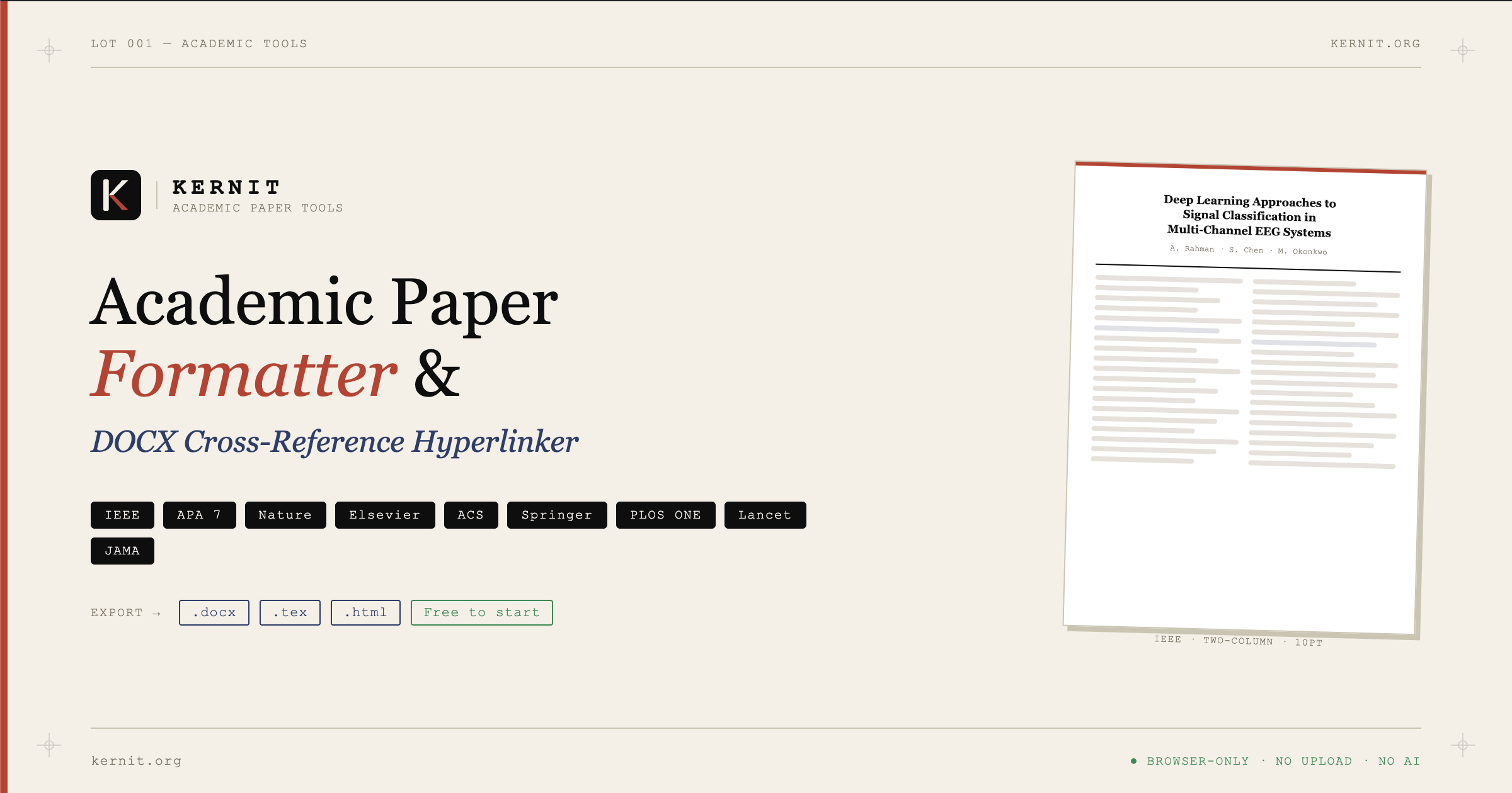 KERNIT — Academic Paper Formatter & Cross-Reference Hyperlinker